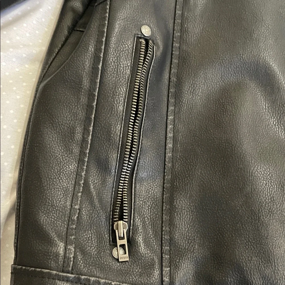 Guess | Jackets & Coats | Guess Black Leather Bomber Jacket With Chest ...